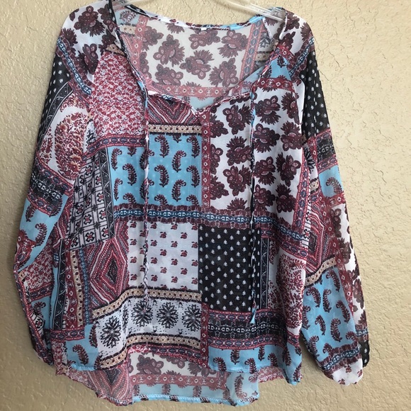 Tops | Sheer Boho Blouse | Poshmark